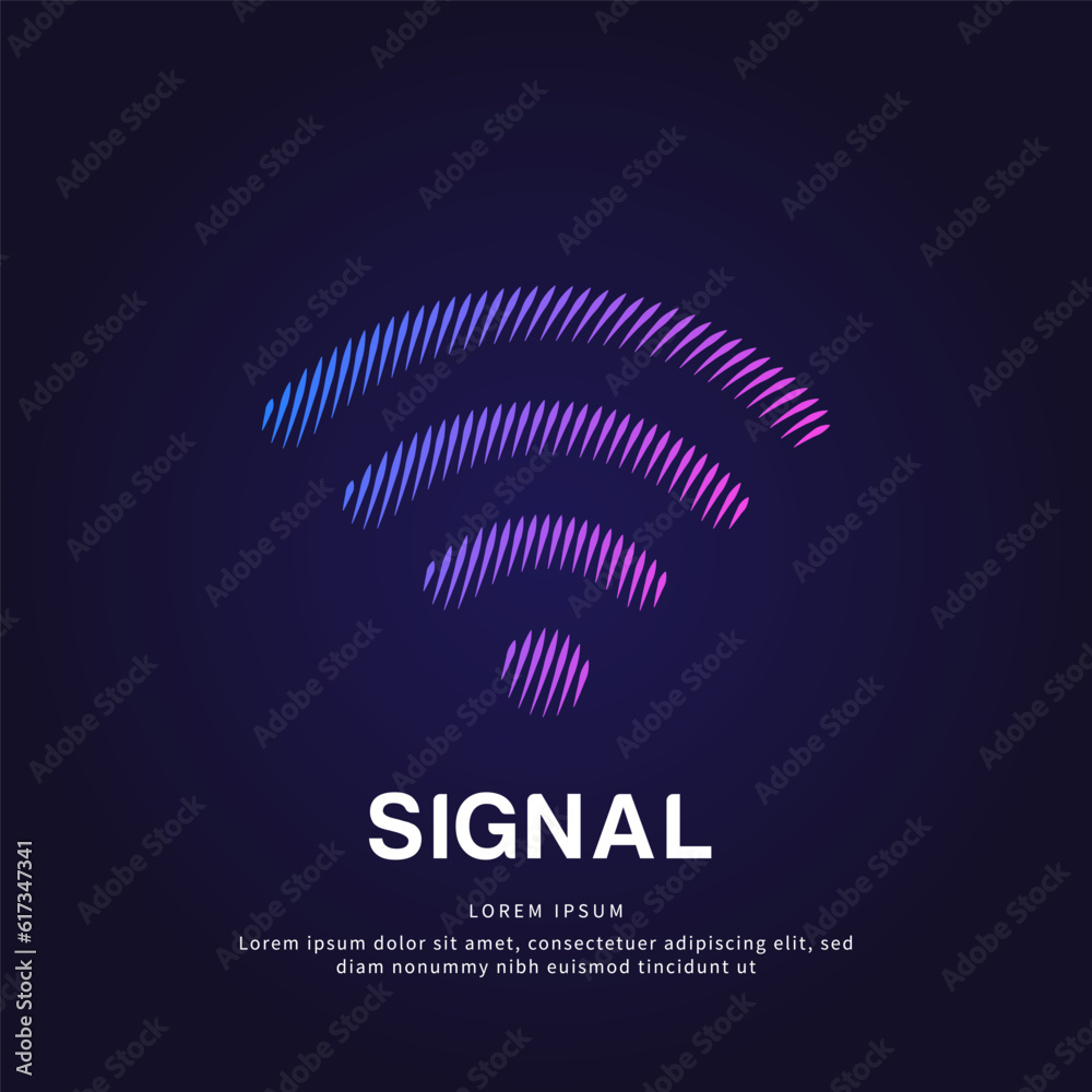 Vector logo signal sign color silhouette on a dark background. simple ...