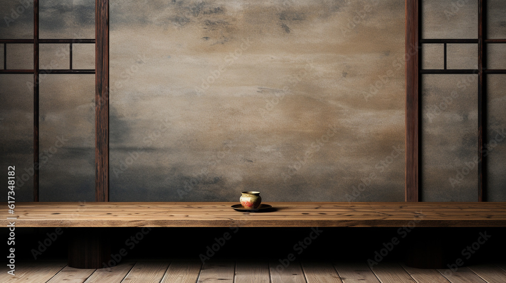 Japanese themed empty table background,, created with AI Generative ...