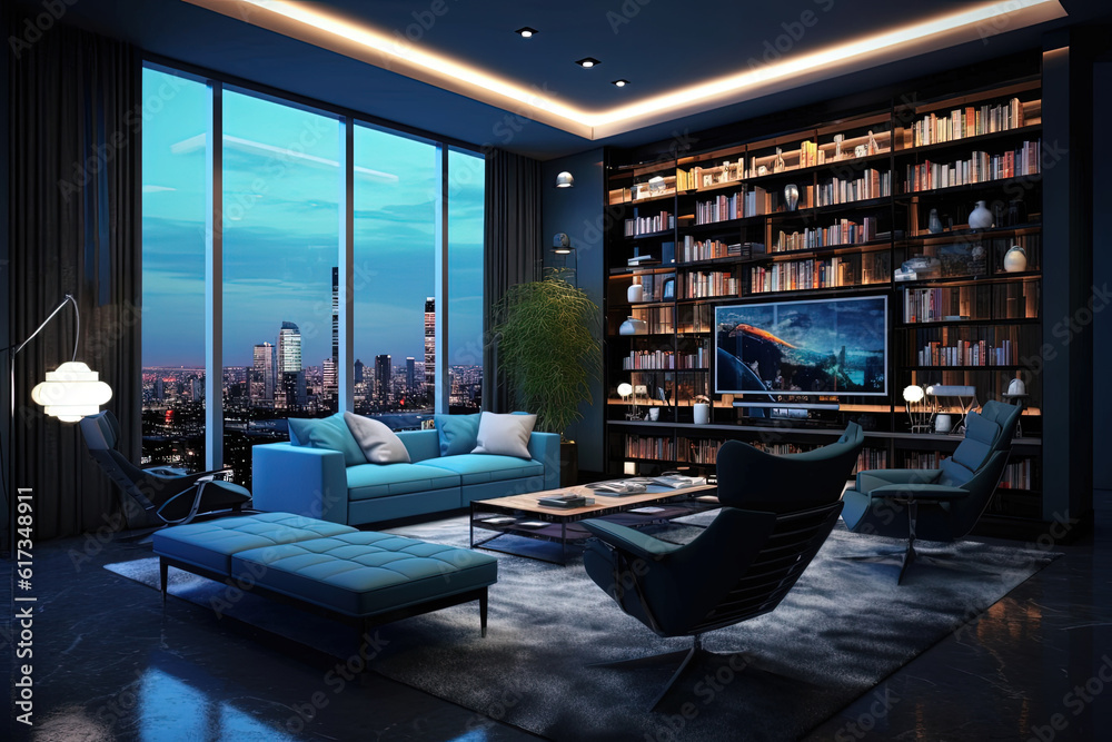 Dark Study Room Design