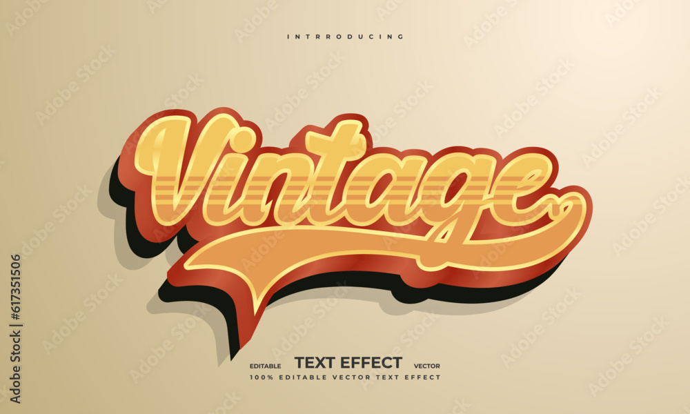 vintage retro lettering style editable colorful vector text effect ...