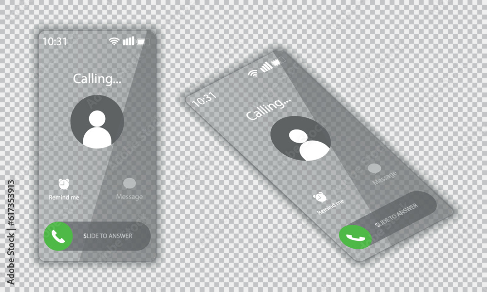 Call Screen Concept UI Set with realistic transparent background ...