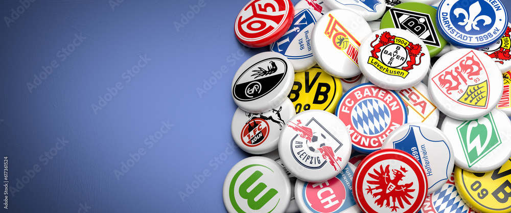 Stockfoto med beskrivningen Logos of the German Soccer Clubs competing ...