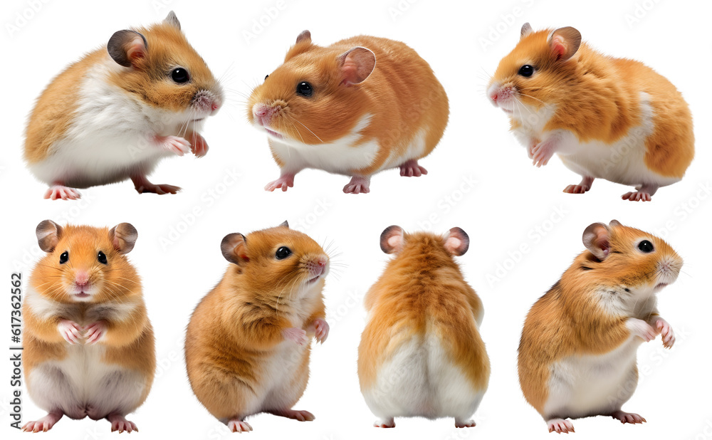 Hamster, many angles and view portrait side back head shot isolated on ...