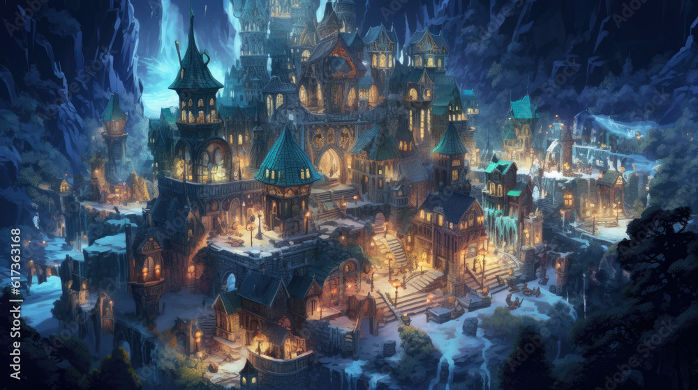 grim dark fantasy castle stronghold city rpg - by generative ai Stock ...