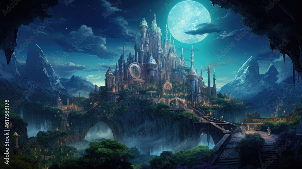 fantasy rpg map asset capital city castle - by generative ai Stock ...