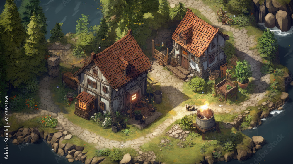fantasy rpg map asset top down village, bandit camp - by generative ai ...