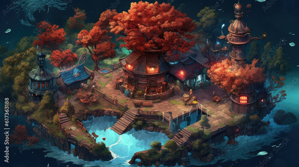 druid tree shamanism village fantasy rpg map asset - by generative ai ...