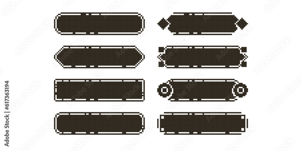 1bit empty game user horizontal interface black frames in pixel art ...