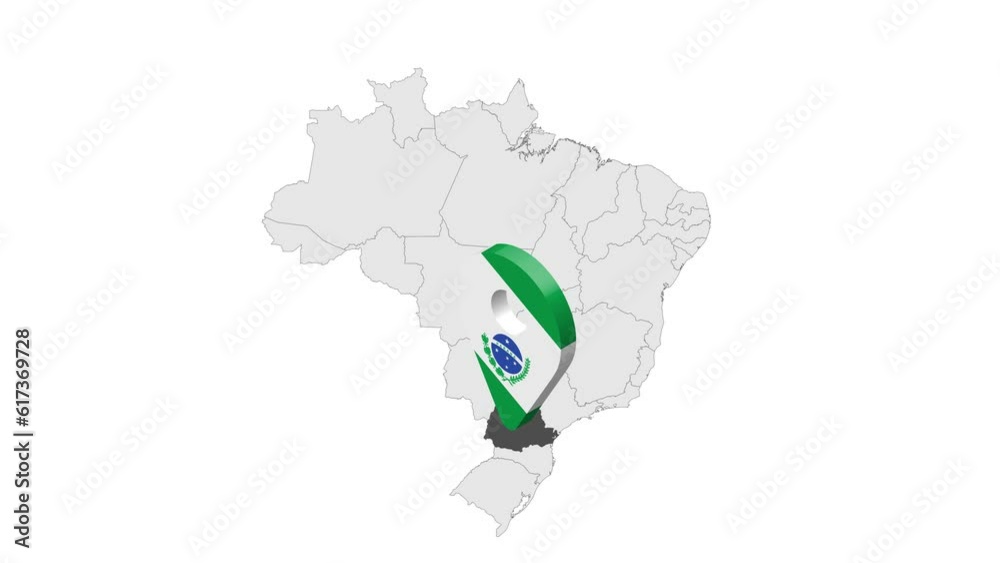 Location State of Parana on map Brazil. 3d Parana flag map marker ...