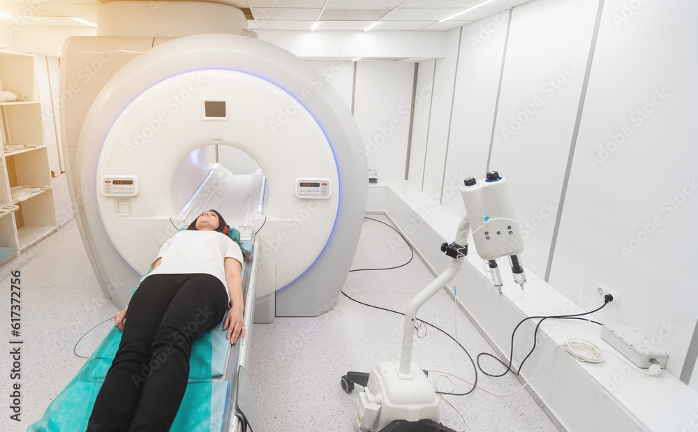 Medical CT or MRI Scan with a patient in the modern hospital laboratory ...