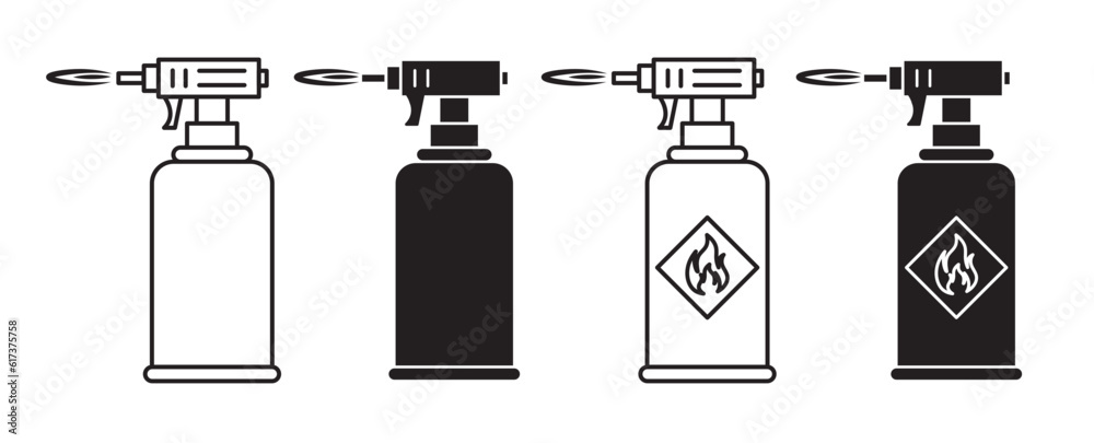 Blowtorch icon set. Blow torch vector symbol. Steel gas welding icon ...