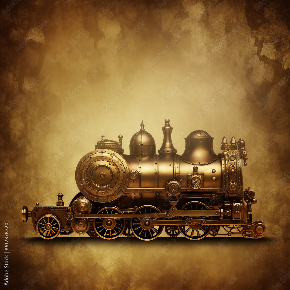 vintage poster with a locomotive, dieselpunk, background, generative ...