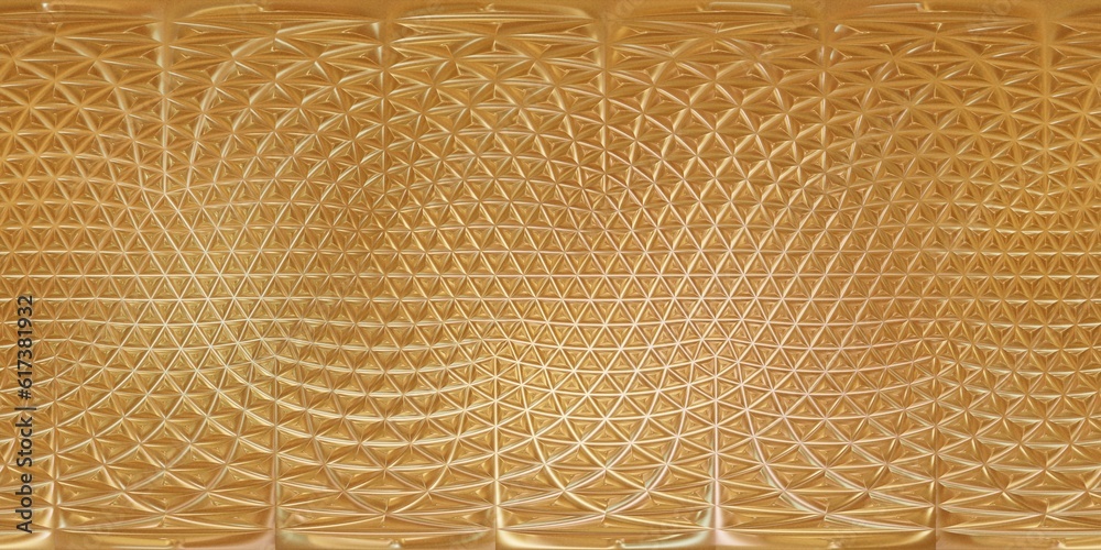 3D Illustration; CGI modeling; HDRI; 360º view panoramic, gold ...