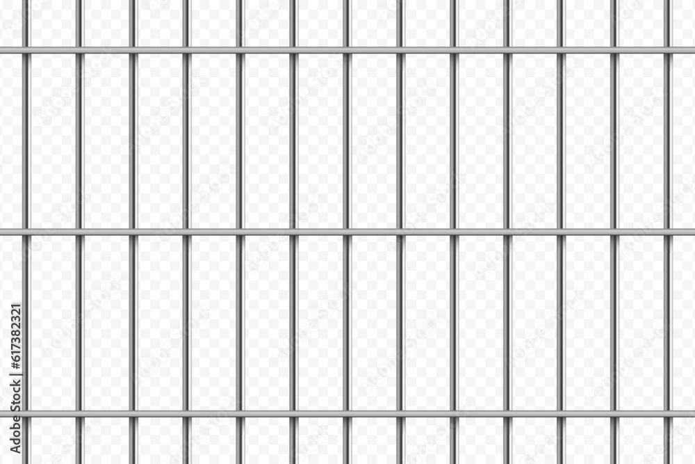 Realistic prison cage. 3d metal prison bars isolated on transparent ...