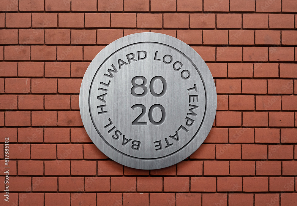 Logo Mockup Template Style Effect Gold Wall Badge Mockup 3D Metal Text ...
