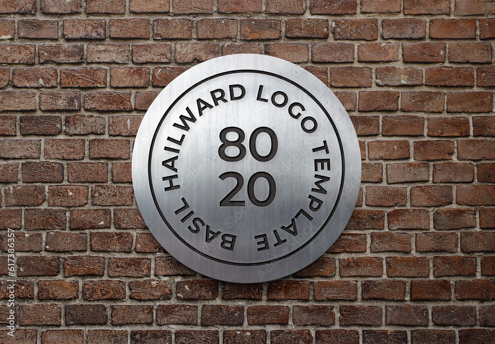 Logo Mockup Template Style Effect Gold Wall Badge Mockup 3D Metal Text ...