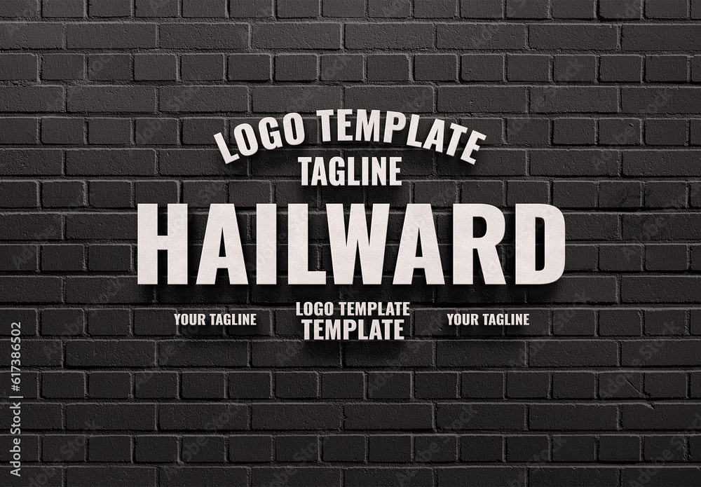 Logo Mockup Template Style Effect Gold Wall Badge Mockup 3D Metal Text ...