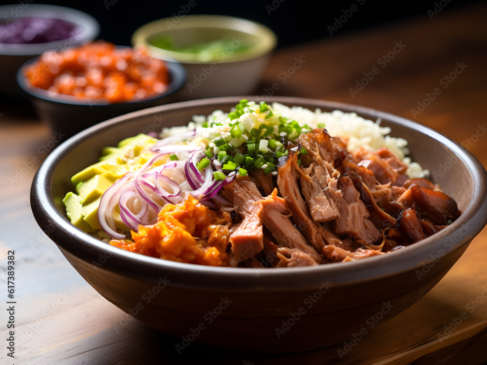 Mixed rice bowl with beef or pork, Bibimbap, Donburi, Korean beef rice ...