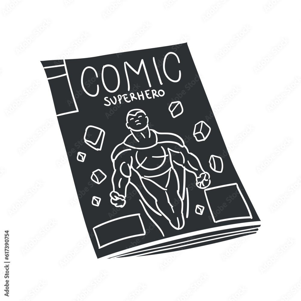 Comic Book Icon Silhouette Illustration. SUperhero Vector Graphic ...