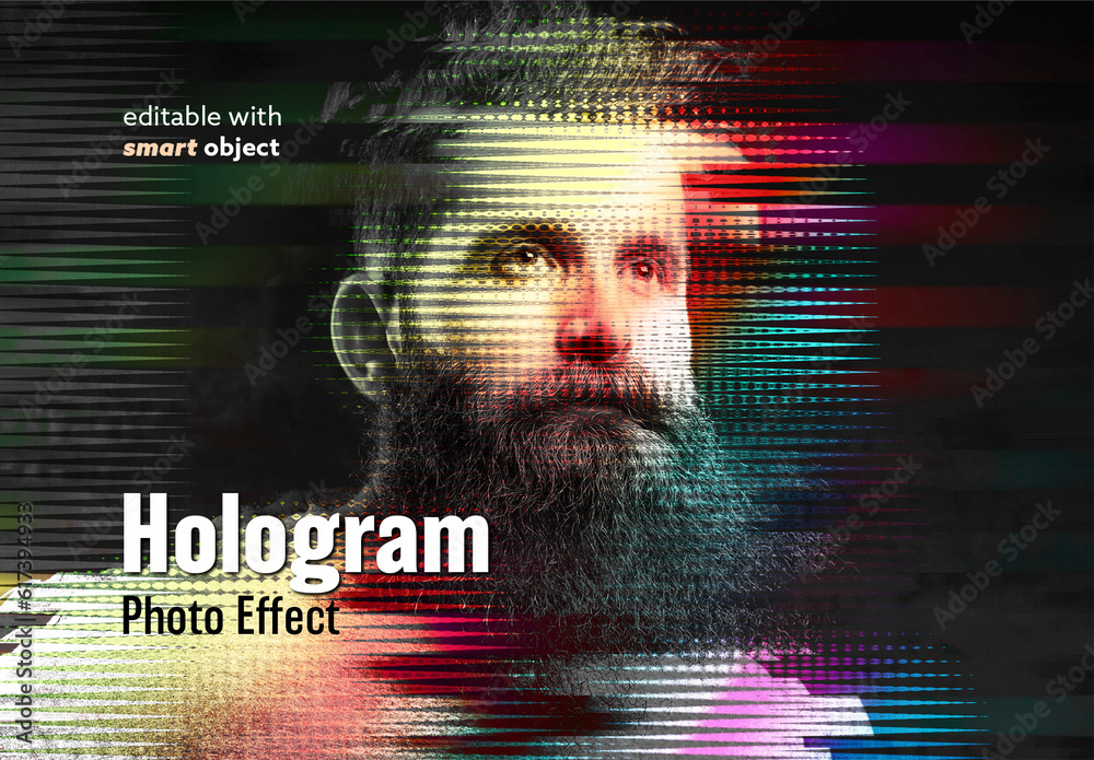 Hologram Photo Effect Stock Template | Adobe Stock