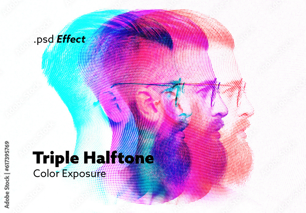 Triple Halftone Color Exposure Stock Template | Adobe Stock