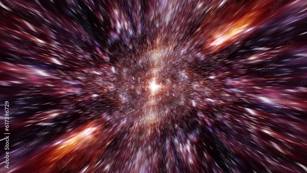 Abstract loop Interstellar flight, time travel jump in glow hyper space ...