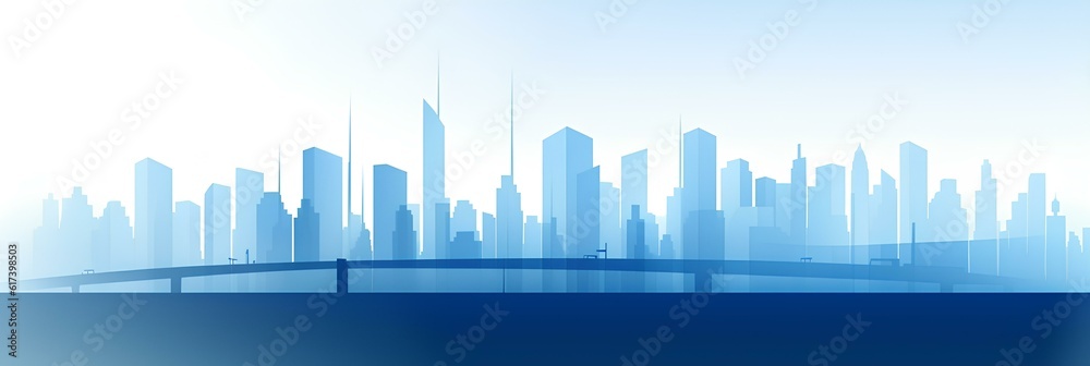 Urban architecture silhouette vector art, light blue gradual change on ...