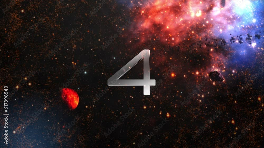 Five seconds Countdown Timer with abstract space nebula universe ...