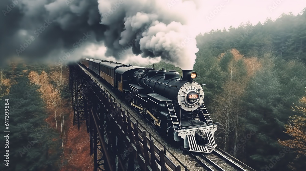 Classic steam locomotive train engine on track generative ai Stock ...