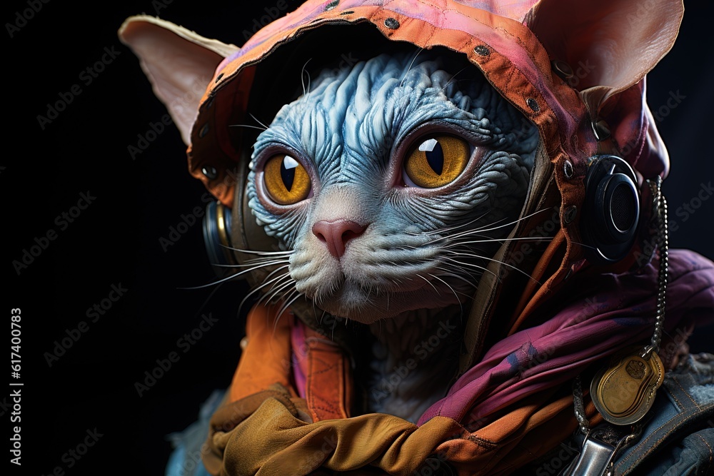 cat disguised as alien illustration generative ai Stock Illustration ...