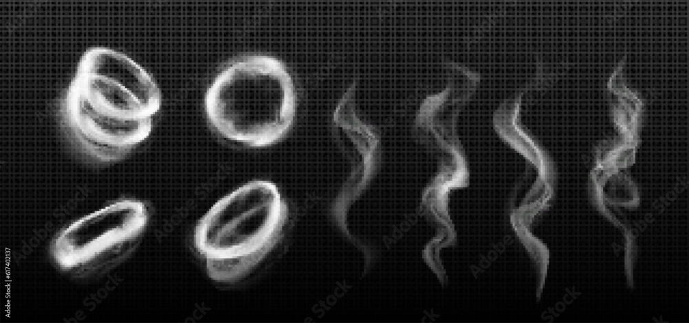 Hookah vape smoke circle and tornado vector effect. 3d realistic ...