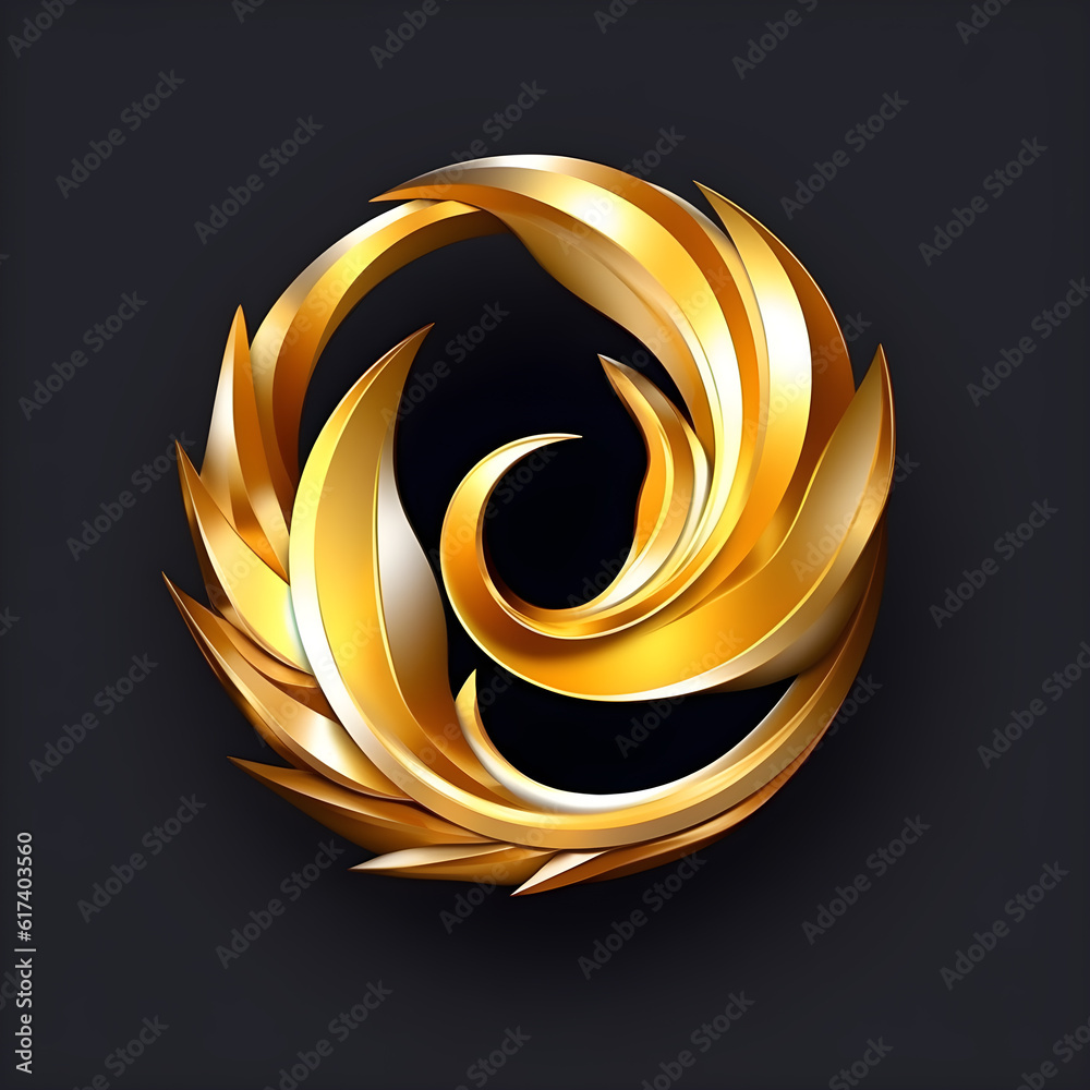 3d logo, 3d gold logo circle design on black background. AI generated ...