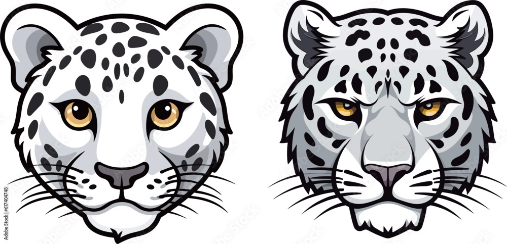 Cute little snow leopard head illustration portfolio Stock Vector ...