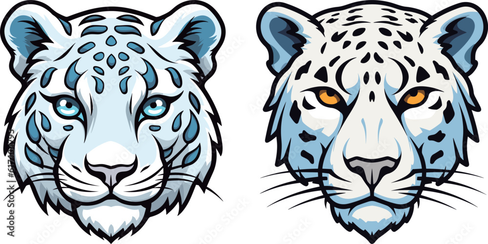 Cute little snow leopard head illustration portfolio Stock Vector ...