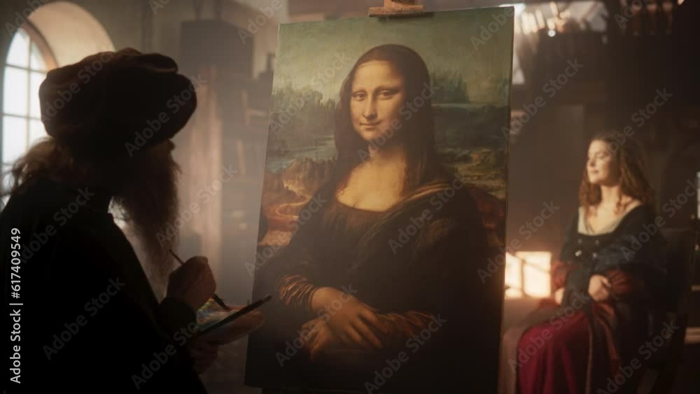 Recreation of Historical Moment: Leonardo Da Vinci Adding Details to ...