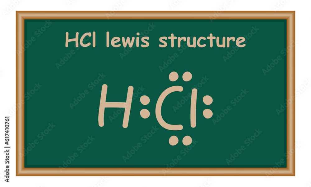 Lewis electron dot structure for a molecule of hydrogen chloride. HCl ...