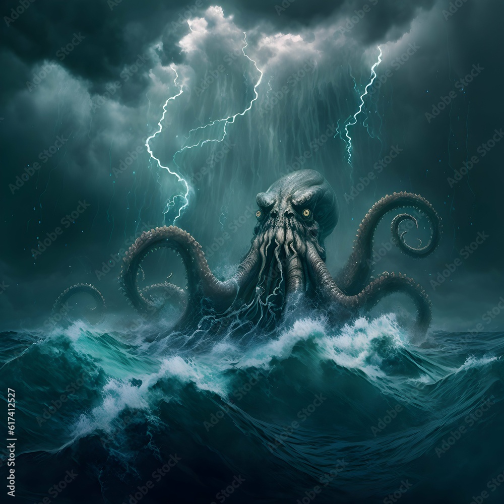 kraken storm rain lightning rain storm realisic concept artworld dark ...