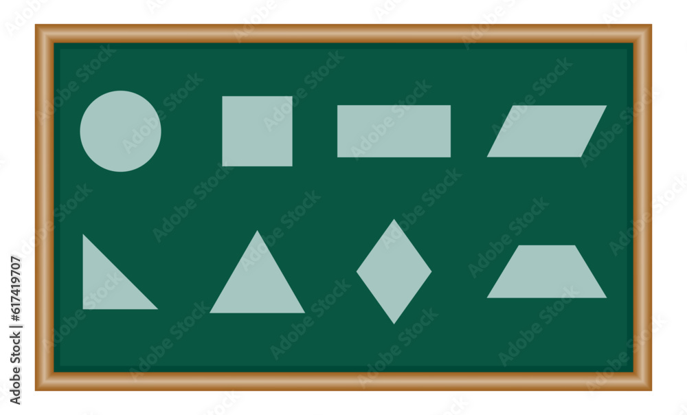2D basic geometric shapes set. Square, right triangle, parallelogram ...