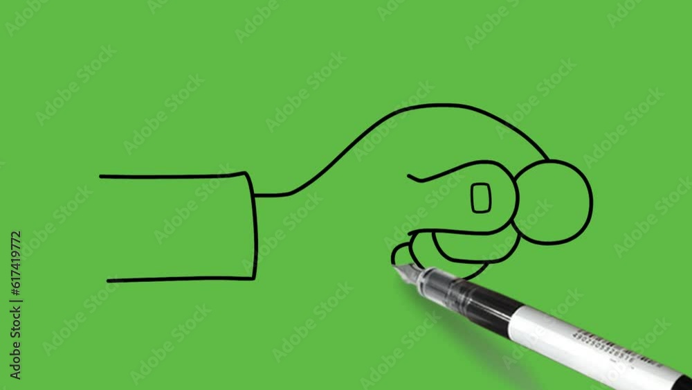 draw human hand catching round object with thumb and index finger with ...