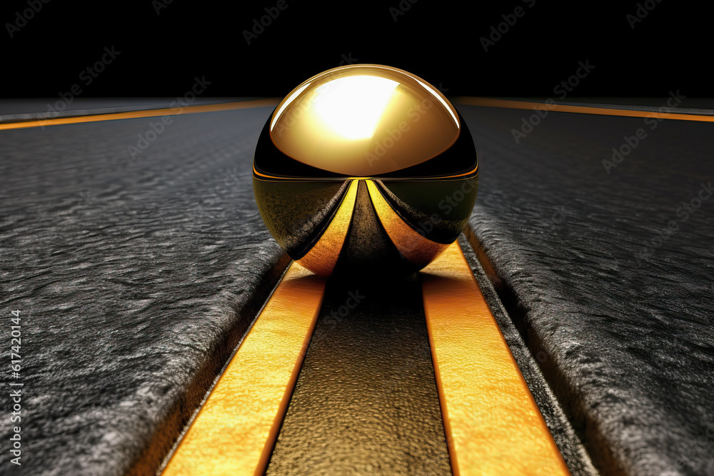 Generative AI illustration of shiny ball with reflection placed on ...