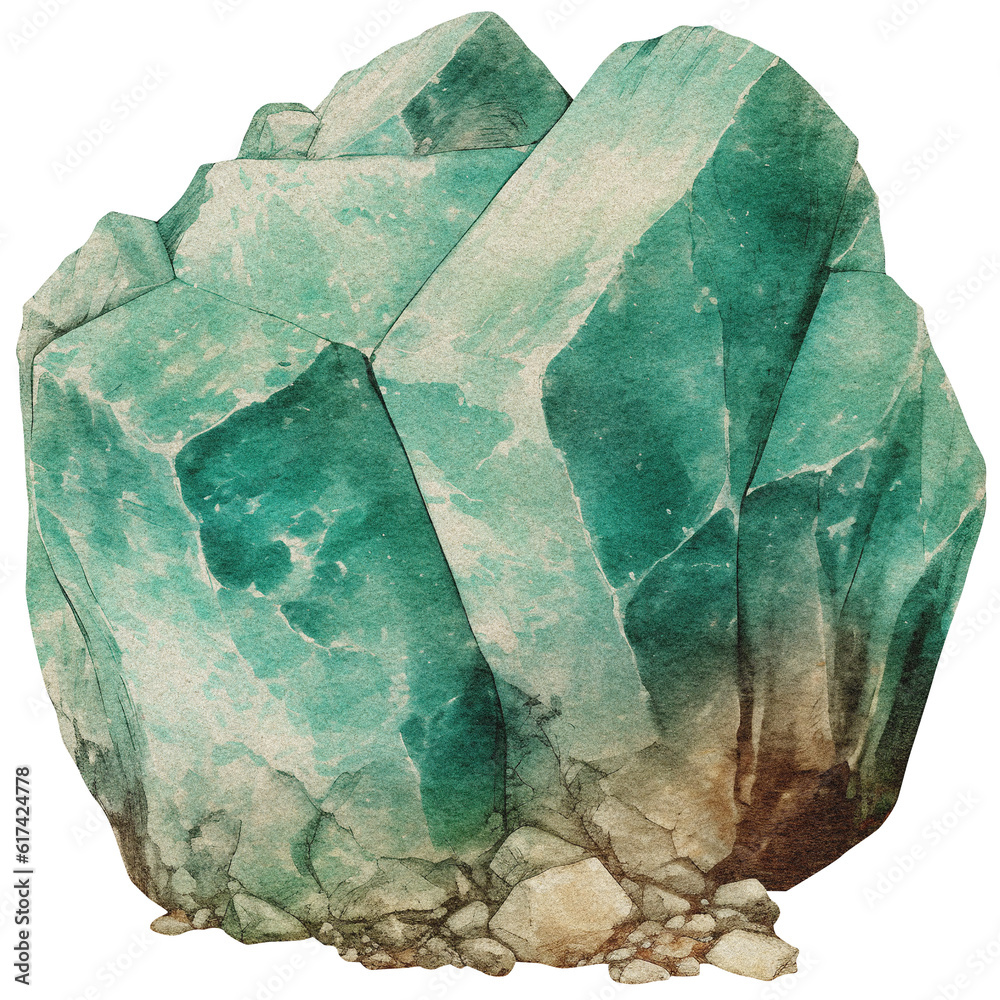 Amazonite mineral on transparent background, old-style vintage ...