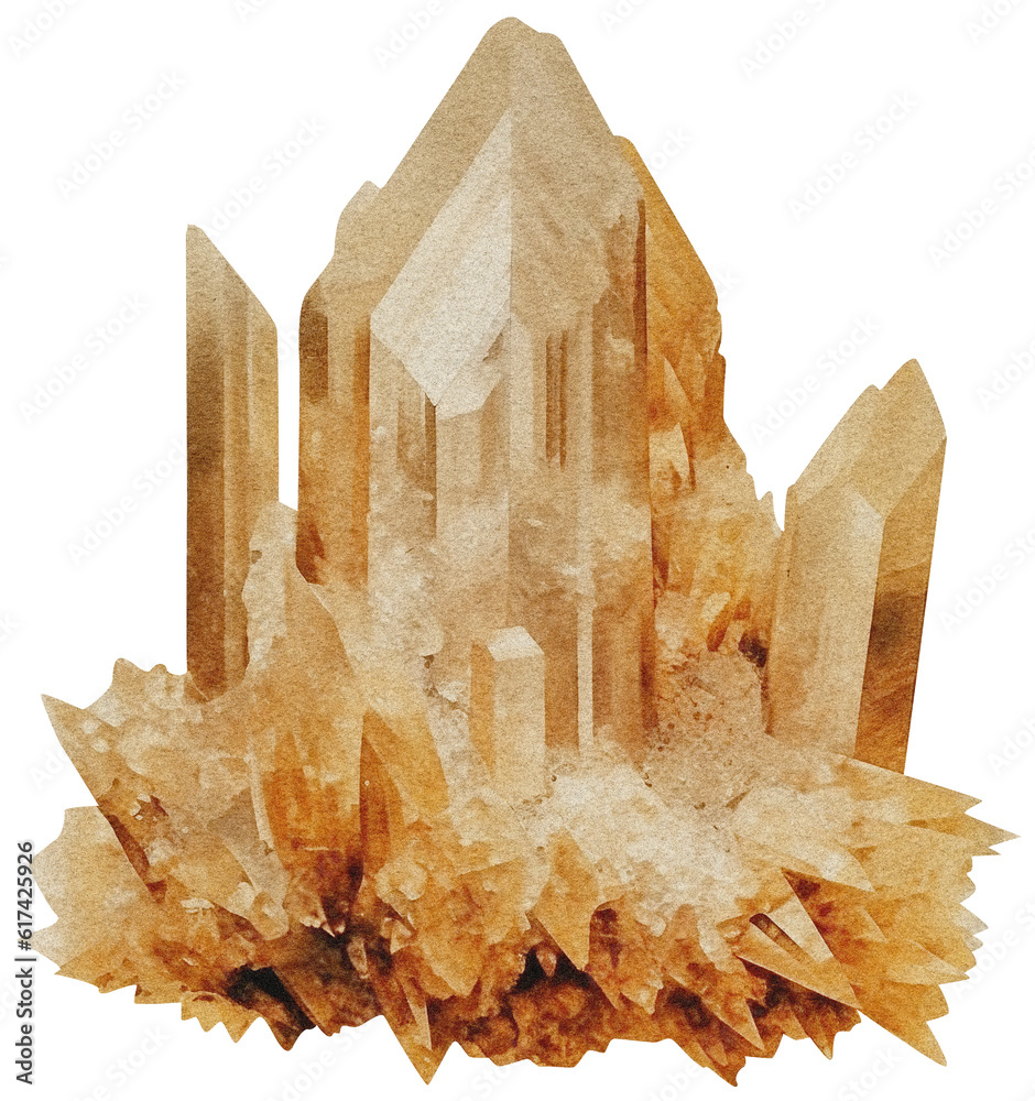 Barite mineral on transparent background, old-style vintage ...