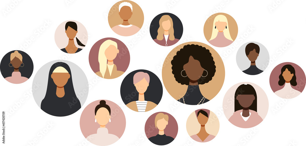 Icons of different women. Modern design. Stock Illustration | Adobe Stock