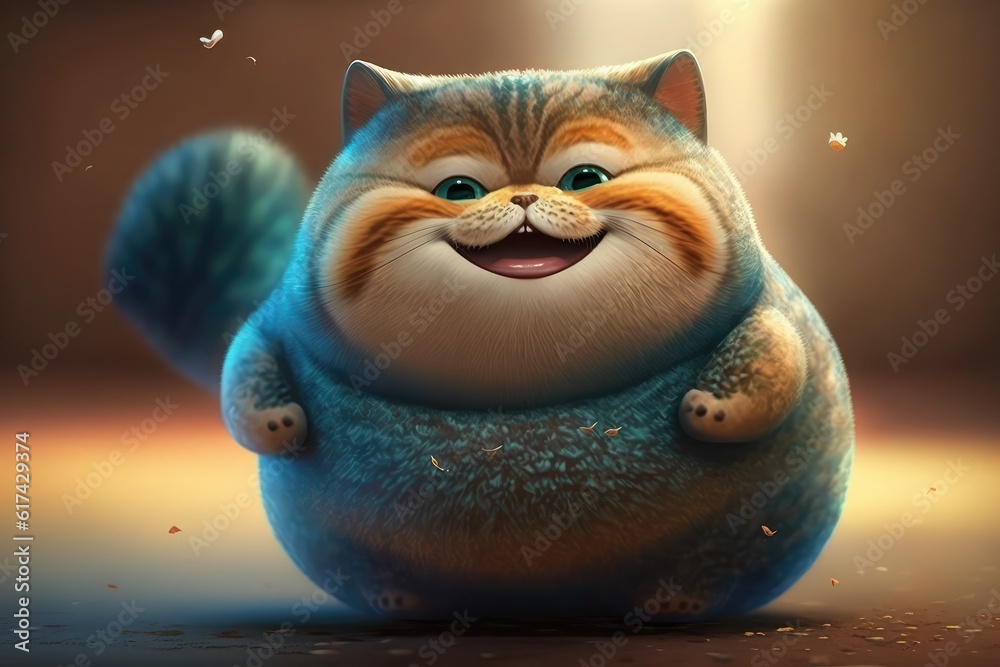 playful and joyful chubby cartoon cat wallpaper for kids fun generative ...