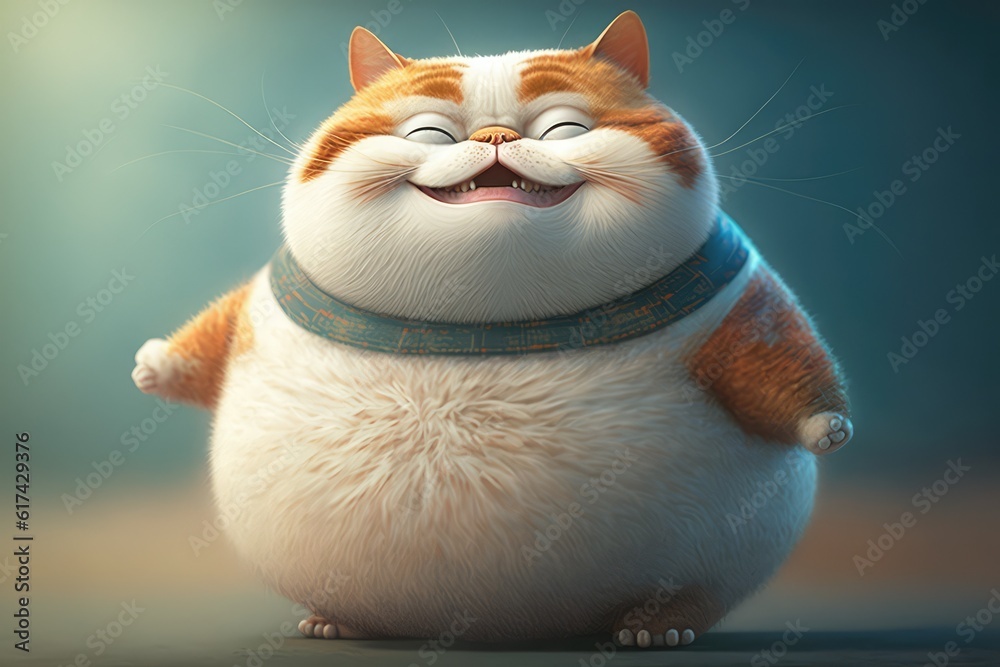 playful and joyful chubby cartoon cat wallpaper for kids fun generative ...