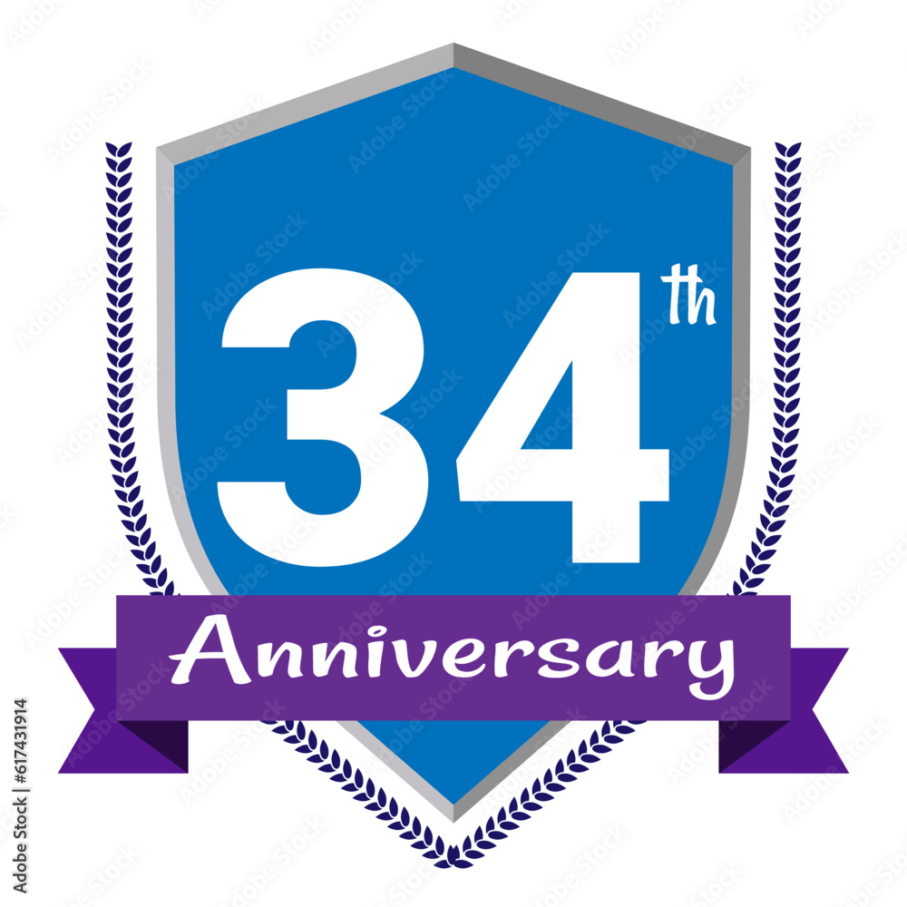 34th Anniversary. Anniversary sign collection isolated on white ...