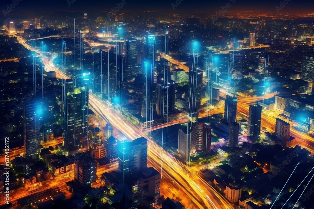 Nighttime Transformation: Smart City Embracing Digitalization, AI Stock ...