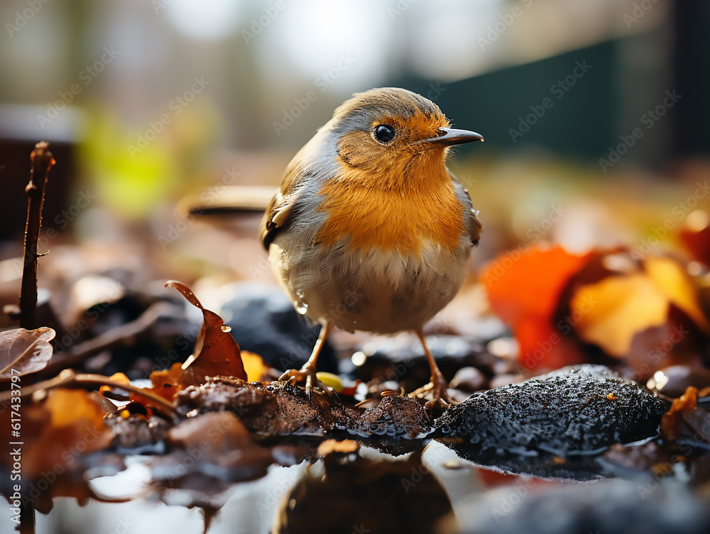 Wildlife photography of a robin pulling a worm out of the ground UHD 8k ...