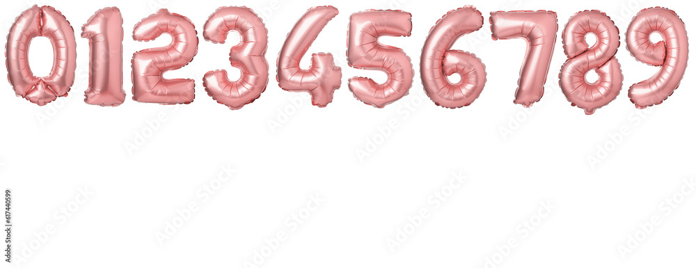 Balloons metallic rose gold numbers, 3D numbers balloon, Set foil ...