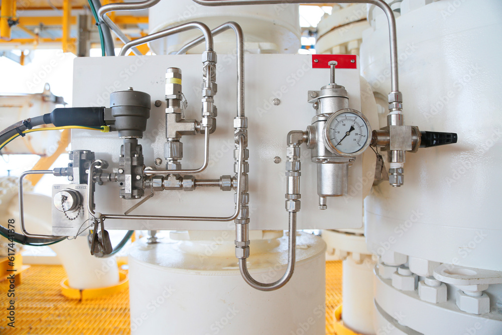 Close up of controller unit or control process of oil and gas process ...